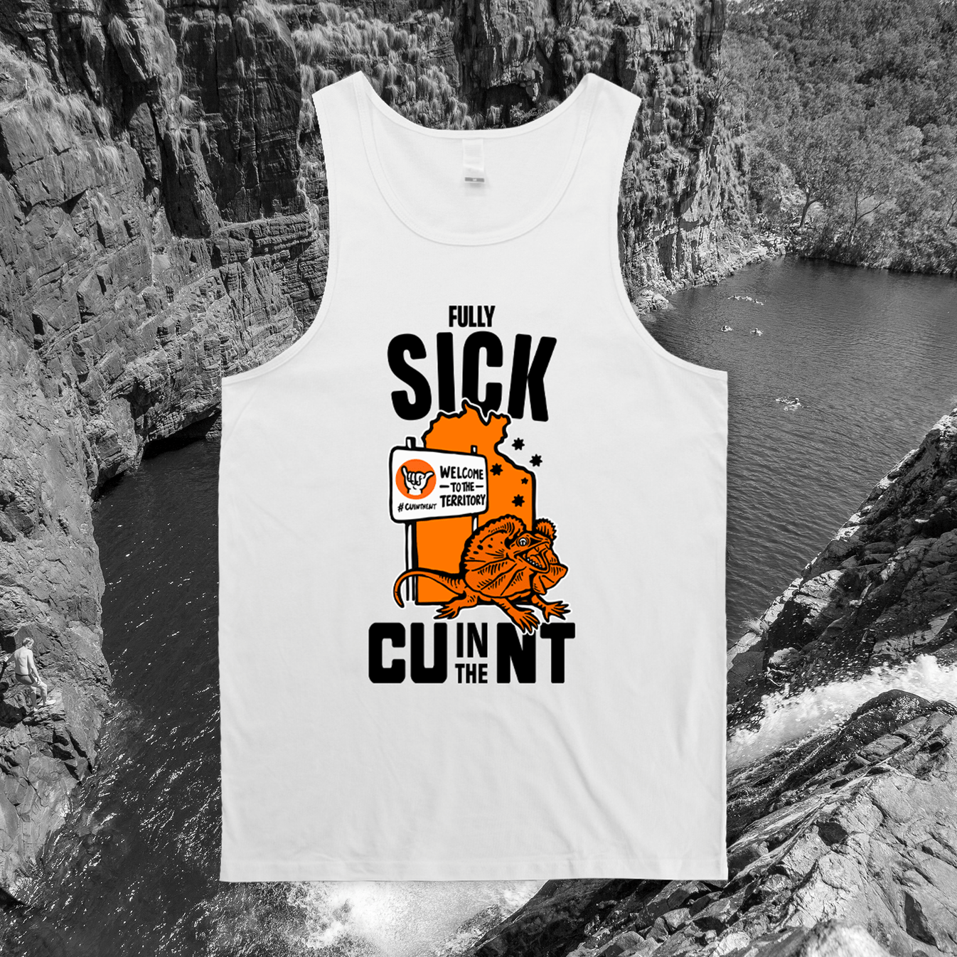 Fully Sick Lizard Singlet White – NT Unofficial